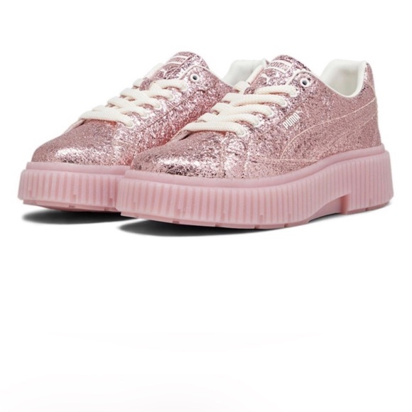 Puma | Shoes | Puma Dinara Shine Rose Gold Pink Glitter Platform ...